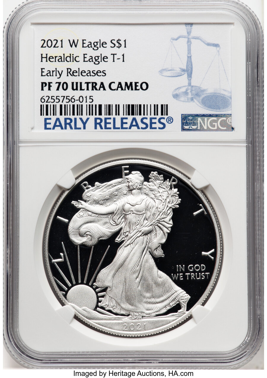 Bid on 2021-W Silver Eagle, Type 1 $1 NGC PR70 DCAM | Greysheet Marketplace